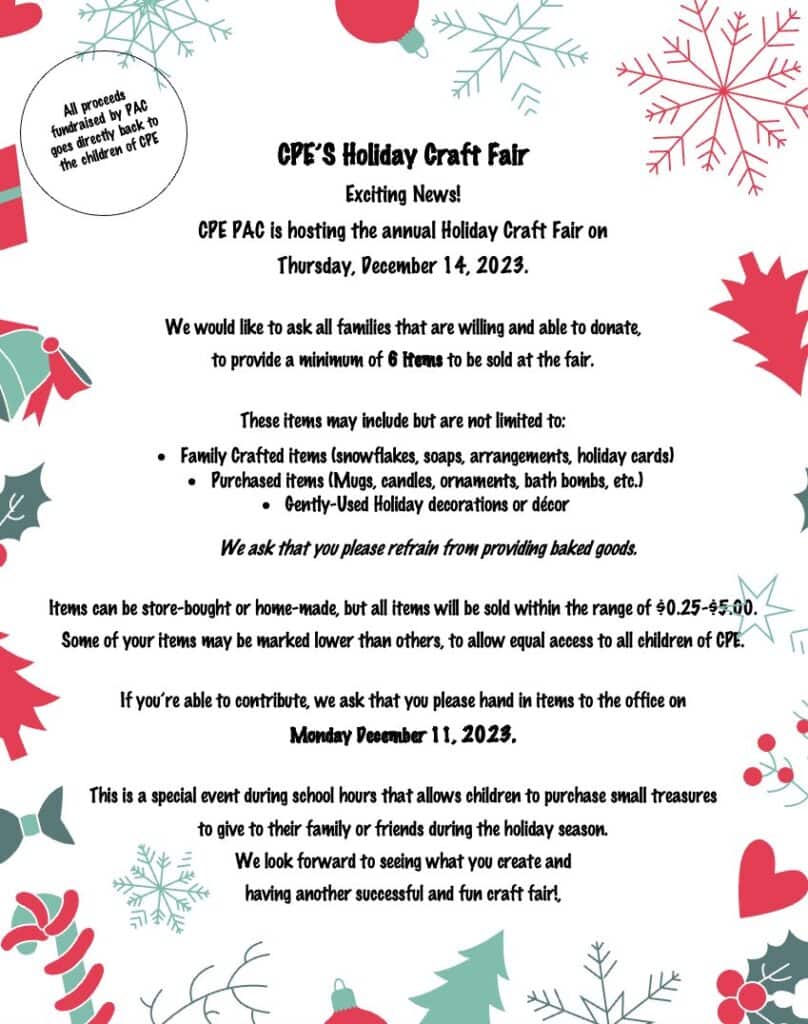 Annual Holiday Craft Fair | Columbia Park Elementary School